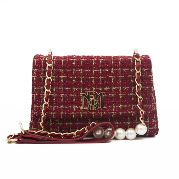 Badgley Mischka | Bags | R Badgley Mischka Woven Messenger Bag Nwt Gold ...